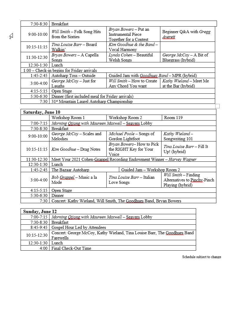 In Person Schedule – MLAG